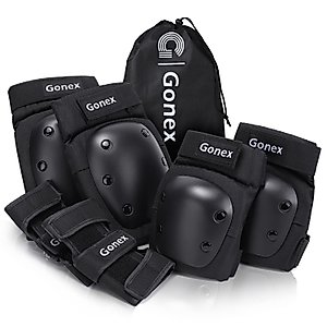Gonex Knee Pads Elbow Pads with Wrist Guards, Kids Youth Adult Skateboard Skate Pads 3 in 1 Protective Gear Set for Skateboarding Skating Roller Skating Scooter Cycling Biking Bicycle, Black S