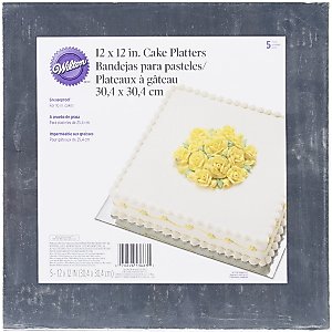 Wilton Silver 12-Inch Square Cake Platters, 5 Count