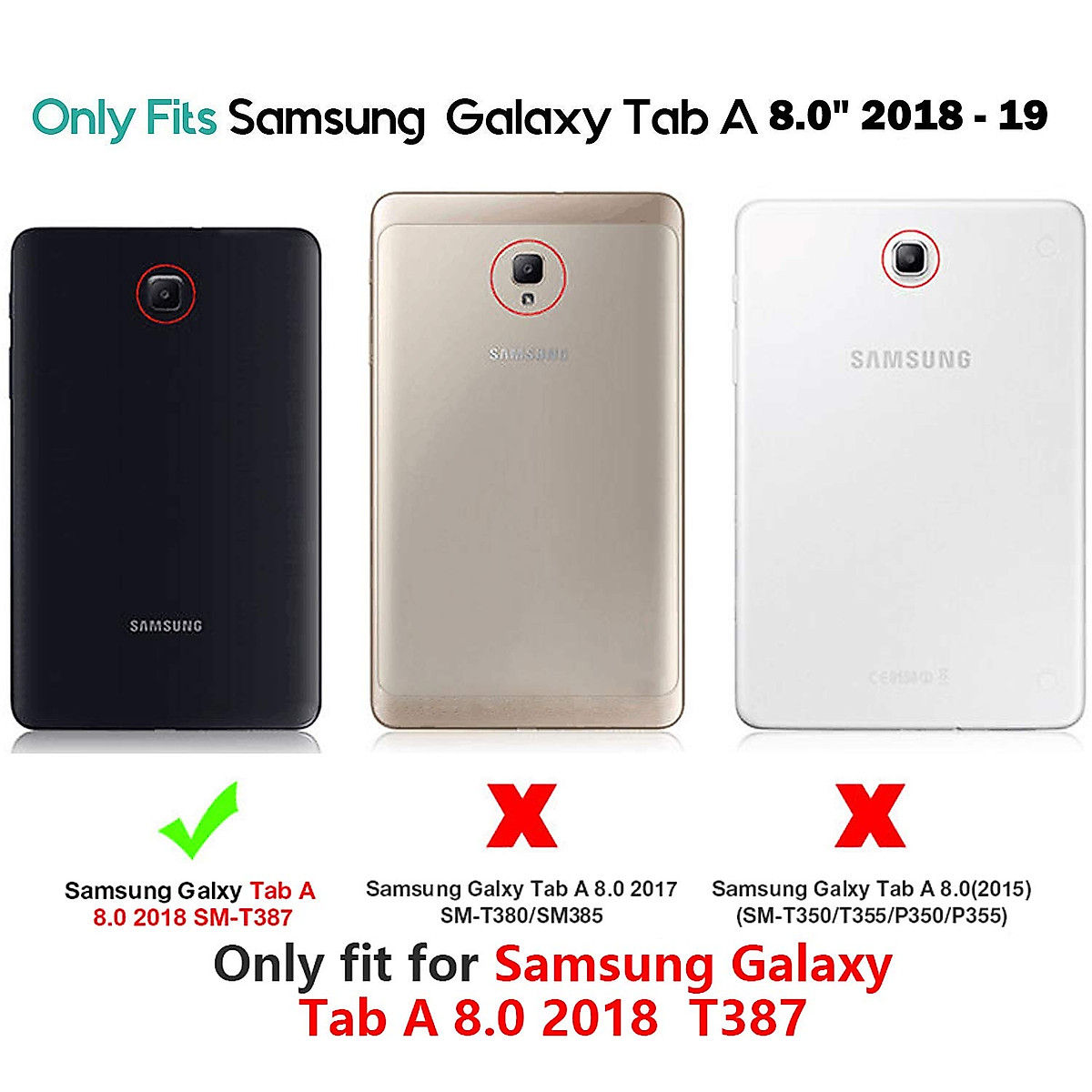 KIQ Shield Series for Samsung Galaxy Tab A 8.0 Case 2018, Shockproof 360 Rotatable W/Kickstand Hand Strap Shoulder Cover for Galaxy Tab SMT387v Tab A Verizon Case 8.0 (Black)