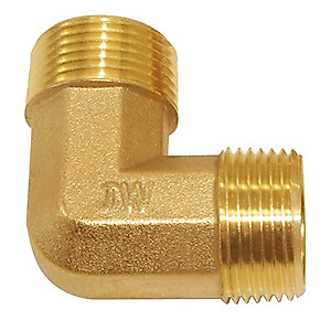 Joywayus 90-Degree Male Elbow Garden Hose Pipe Fitting Forged Brass Right Angle 3/4" GHT Male x 3/4" GHT Male (Pack of 2)