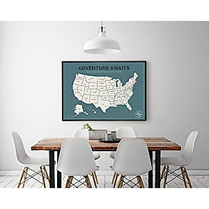 Epic Adventure Maps The United States Push Pin Map 24" x 17" - Unframed Travel Map to Mark Your Travels Around The USA - Multicolored Pushpins Included
