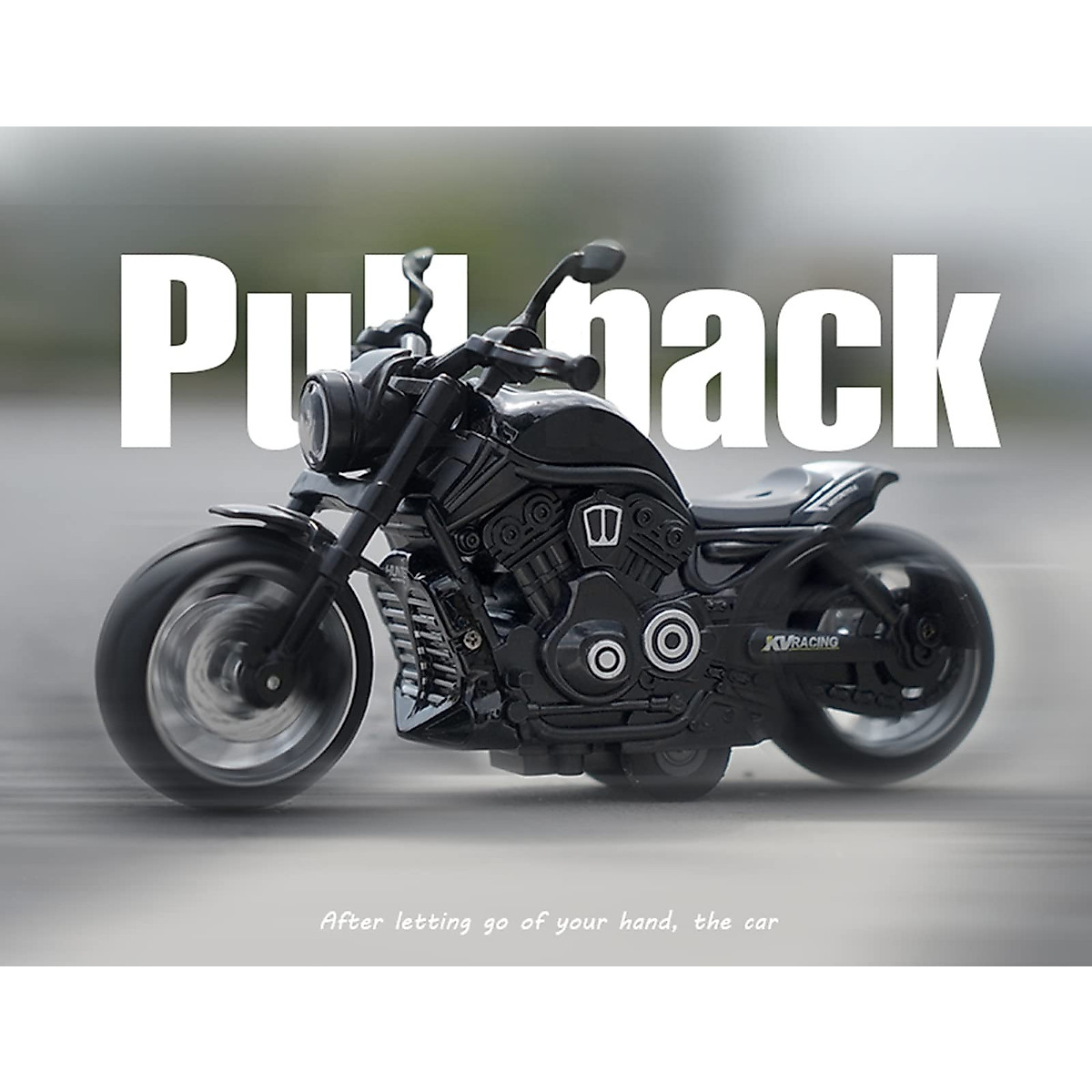 Gilumza Pull Back Motorcycles Toy, Moto Gift with Music Lighting, Wolverine Motorcycle Toys for Boys Kids Age 3-12 Year Old (Black)