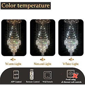 Flashing God D32''X H120'' High Ceiling Chandelier Crystal Raindrop Chandeliers Staircase Large Chandelier Villa Entrance Foyer Ceiling Light High Ceiling Pendant Light Fixture,12 Bulbs Include