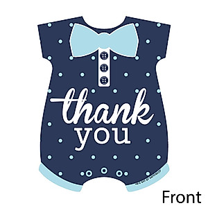 Big Dot of Happiness Hello Little One - Blue and Navy - Shaped Boy Baby Shower Thank You Note Cards with Envelopes - Set of 12