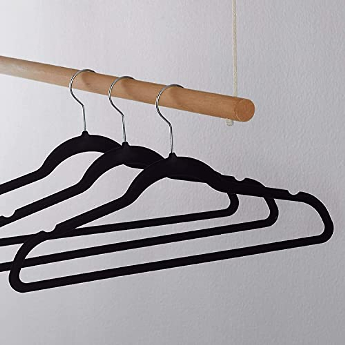 Quality First - Smartfinite Premium Velvet Hangers - Non Slip, Durable, Space Saving Hangers for Closet w/ 360 Degree Chrome Swivel Hook - Coat Hanger- 50 Pack(Black)