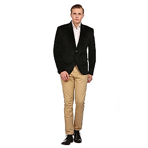 WINTAGE Men's Velvet Two Buttoned Notch Lapel Party Black Coat Blazer