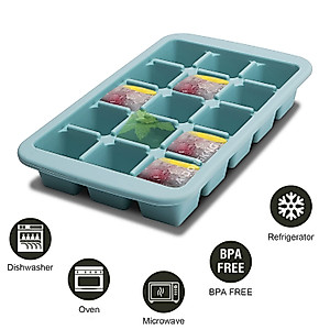 Ice Cube Trays Silicone, Ice Molds with Lid, Making 15 Giant Ice Cubes for Whiskey Cocktails and Bourbon, Reusable and BPA Free