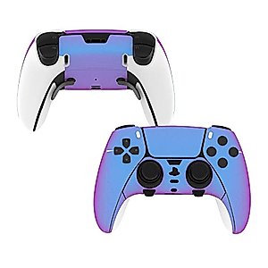 PlayVital Skin Decals Set for ps5 Edge Controller, Custom Sticker Vinyl Decal Skins Wrap for ps5 Edge Wireless Controller - Chrome Purple Blue