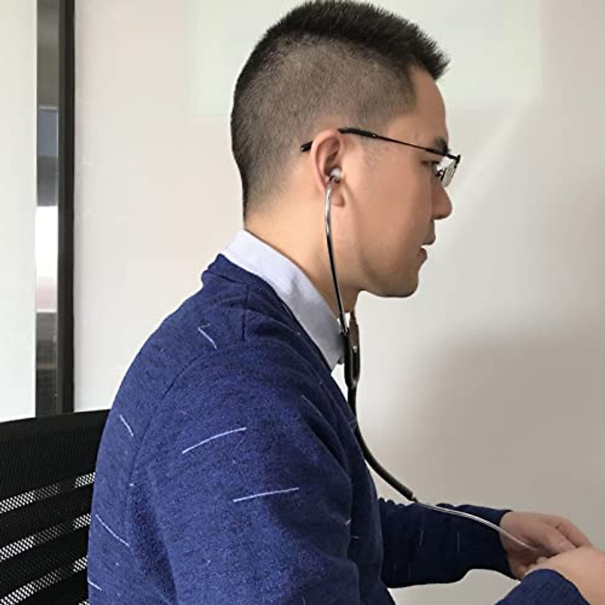 Listening Stethoscope, Hearing Aid Stethoscope Professional High Conductivity Low Loss Rate Binaural Stethoscope for Testing Headphone(Black)