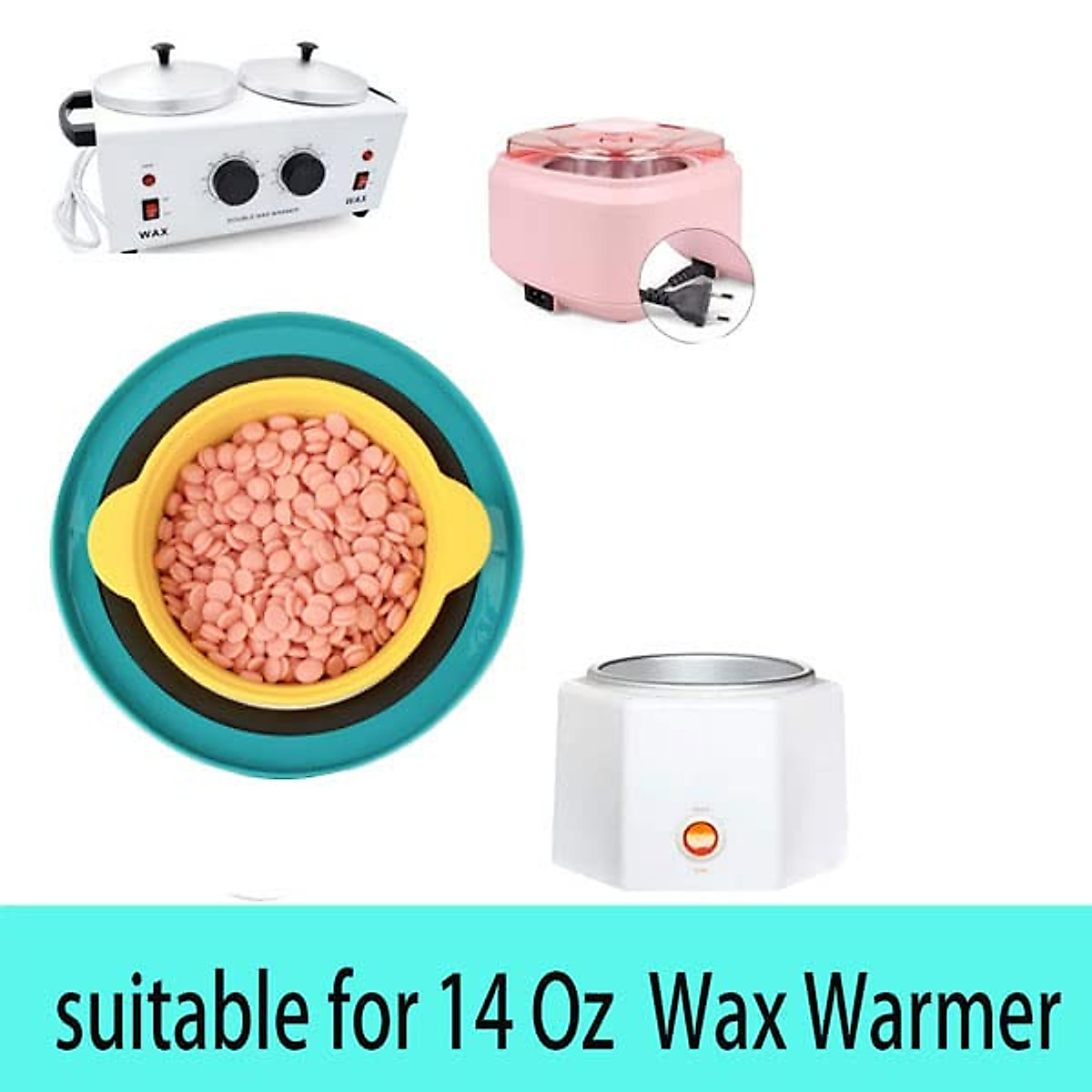 FIGHTART 2pcs Wax Pot Liner Replacement Bowls for Wax Warmer with 1pc Non-stick Silicone Waxing kit Spatulas Removable 14Oz 500CC