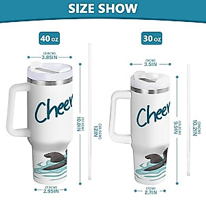 Exnundod 40 oz Tumbler with Handle Cute Otter Cheers Beer Insulated Stainless Steel Cup with Lid and Straw Travel Cup Leak-proof Fits in Car Cup Holder for Iced & Hot