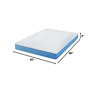 PrimaSleep 9 Inch Gel Infused Superior high-Density Memory Foam Mattress, CertiPUR-US® Certified, Blue, Queen