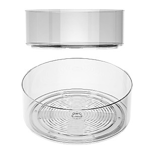 G.a HOMEFAVOR 2 Pack Lazy Susan 9" Clear Plastic Turntable Organizer Rotating Spice Rack Kitchen Storage Cosmetic Makeup Organizers for Pantry, Countertop, Fridge, Shelf, Vanity, Bathroom