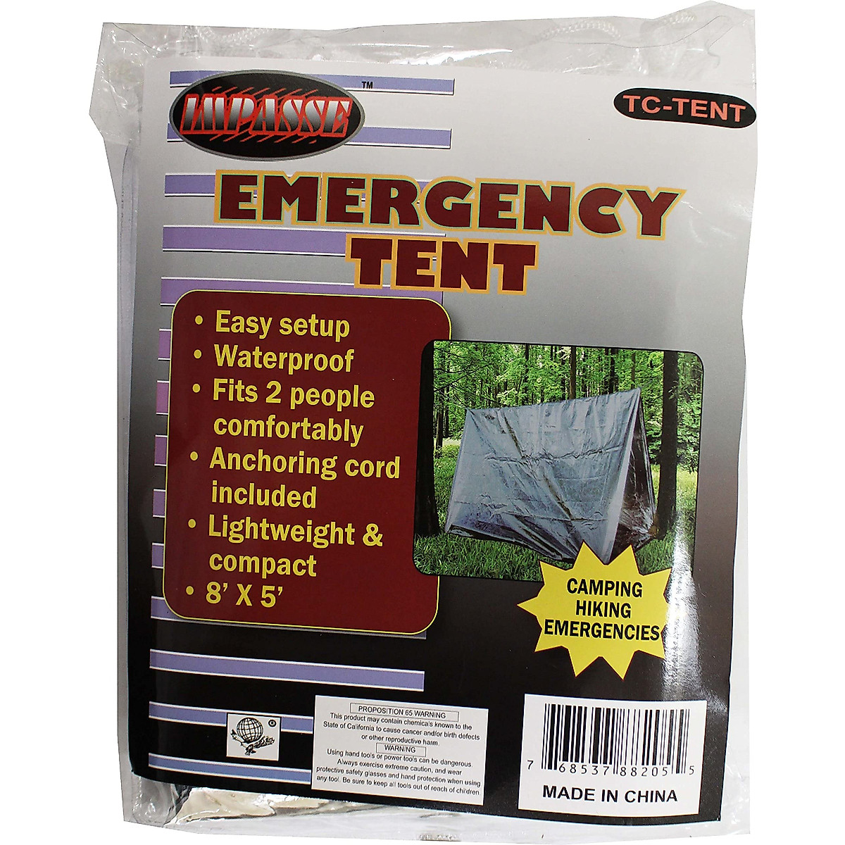 ADROIT Silver Mylar Emergency Sleeping Tent | 3 x 8 ft (91.4 cm x 243.8 cm) | Lightweight & Compact | High Visibility & Insulating | Waterproof | Ideal for Camping, Hiking, Emergencies