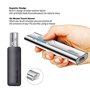 X POINTER Image Pointer with Air Mouse Control - SoftwareBased Multifunction Presentation Clicker Remote with GreenLaser, Wireless Rechargeable Pointer for Windows and Mac