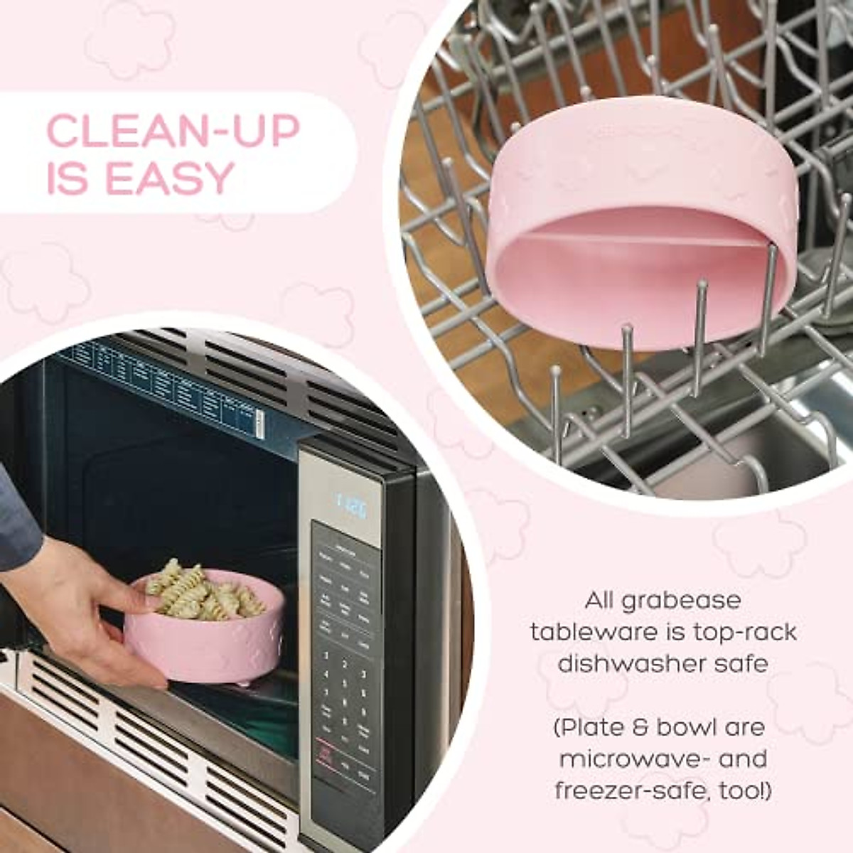 grabease Baby Essentials Must-Haves - Complete Feeding Set for Baby-Led Weaning and Portion Control - Suction Bottoms 4 Piece Set, BPA and Phthalates-Free, Blush