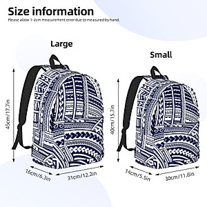 FRESQA Blue Polynesian Maori Tribal Pattern Versatile Mini Backpack:Lightweight Leisure Dual Shoulder,Simple Canvas,And Spacious Design