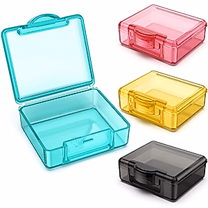 TecQach Small Pill Box 4 pcs,Cute Travel Pill Organizer Case Mini Tiny Clear Plastic Storage Containers Portable for Pocket Purse