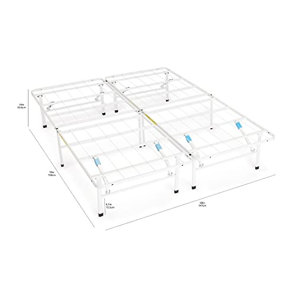 Amazon Basics Foldable Metal Platform Bed Frame with Tool Free Setup, 14 Inches High, Queen, White