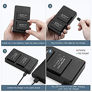 LP-E17 Battery Pack + Dual USB Charger Compatible with E RP, Rebel T7i, T6i, T6s, M6, M5, M3, SL3, SL2, 77D, 8000D, KISS X8i, 800D, 760D, 750D, 200D, DSLR Cameras
