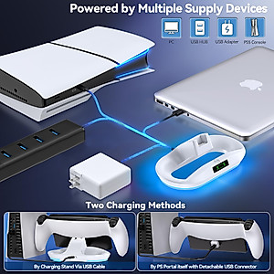 Charging Stand for PS Portal Remote Player, PS Portable Charging Dock with Light Modes, PS Portal Stand Charger, Portal Dock Station with Magnetic Connector, PS Portable Holder Charging Base, White
