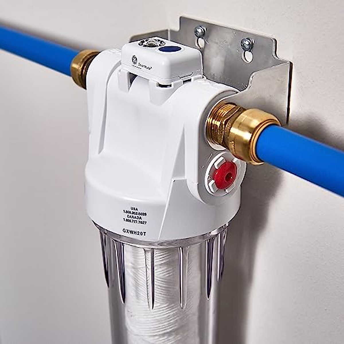 GE GXWH20T Whole House Water Filtration System | Reduce Sediment, Rust & More | Install Kit & Accessories Included | Filter Not Included | Replace Filter (FXWTC, FXUSC, FXWPC, FXWSC) Every 3 Months