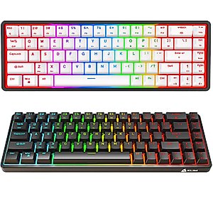 KLIM Shift Wireless Mechanical Keyboard - 2024 Version - Hotswap TKL RGB w/Extra 68 Keycap Set - Backlit Mini Gaming Keyboard - 2.4 GHz Wireless & Bluetooth Keyboard - 60 Percent Keyboard - PC Gamer