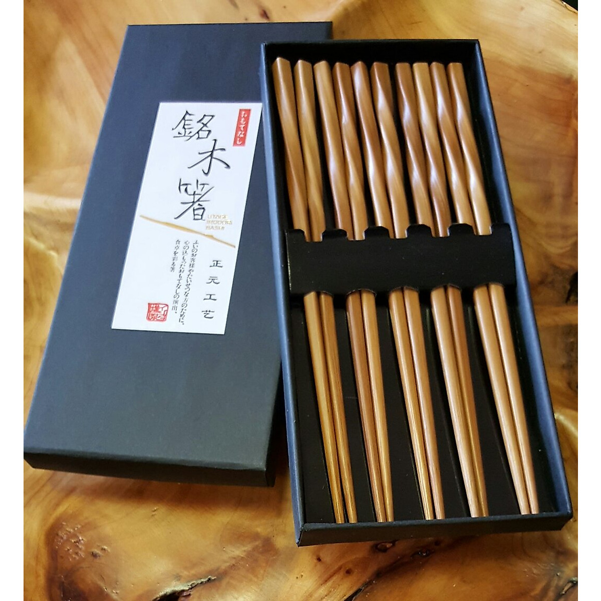 10 (5 pairs) Elegant Twist Bamboo Chopsticks