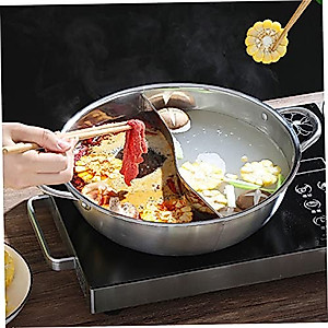 KICHOUSE Stainless Steel Mandarin Duck Pot Soup Pot with Lid Korean Cookware Stainless Steel Stock Pot Shabu Hot Pot Divided Hot Pot Cooker Chinese Hotpot Pot Double Flavor Hot Pot Mongolia