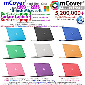mCover Case Compatible for 2019-2023 15" Microsoft Surface Laptop 5/4 / 3 ONLY (NOT Fitting Any Other Microsoft Surface Models) Laptop Computers - Black