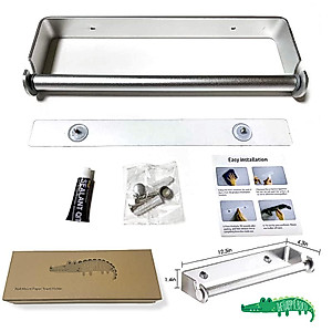 THE HAPPY CROCO I Paper Towel Holder, Three Mount Options: Adhesive and Screw. Can be Mounted on The Wall or Under The Cabinet. Comfortable Hanging roll Paper Holder. (Silver)