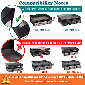 5011 Hard Cover Hood with Temperature Gauge for Blackstone 22 inch Table Top Griddle, Griddle Lid and Heavy Duty Grill Cover & Bag for Blackstone 22" Table Top Griddles, Black