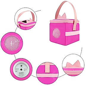 Carrying Bag for Toniebox and Tonies Figures, with Cover for Tonies Ears, Storage Case for Toniebox Characters and Accessories, Pink