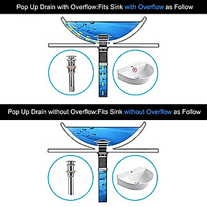 ESFORT Bathroom Sink Pop Up Drain with Overflow, Sink Pop Up Drain Stopper, Polished Chrome