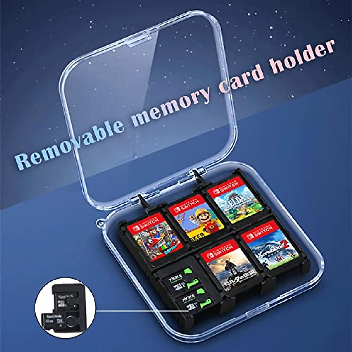 UDEE Game Storage Case for 12 Nintendo Switch Games, Game Cards or TF Card,Switch Accessories,Portable Switch Game Memory Card Storage