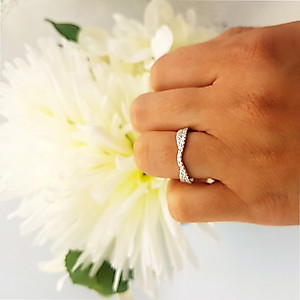 Dazzlingrock Collection 0.36 Carat (ctw) 10k Round Diamond Stackable Wedding Band for Women 1/3 CT, White Gold, Size 5