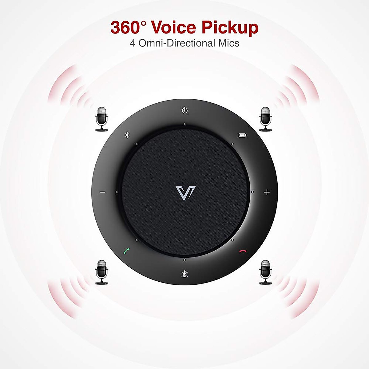 AV Access USB/Bluetooth Speakerphone Full-Duplex Audio, 4 AI Mics Beamforming, 8 Meter 360°Voice Pickup, Loud & Clear, Echo Cancellation, for Skype Zoom Conference Calls