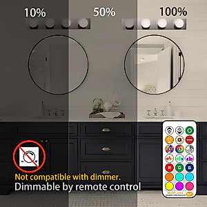 ILC G25 LED Globe Light Bulbs 6W, Remote Control Color Changing, 60W Equivatlent, Color Temprature: 4000K Natural White, CRI>95+, E26 Base, for Vanity Makeup Mirror, Bathroom (6 Pack)