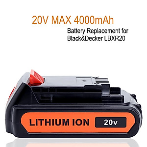 Lasica 2Pack 4.0Ah 20V MAX LBXR20 Compatible with Black and Decker Weed Eater 20V Battery LB2X4020 LBXR2020-OPE LBXR20-OPE2 LBXR20B-2 LB2X3020-OPE LBXR20BT 20 Volt Max Outdoor Cordless Power Tools