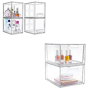 Vtopmart 4Pack 6.6'' Stackable Storage Drawers and 2Pack 4.4'' Stackable Storage Drawers