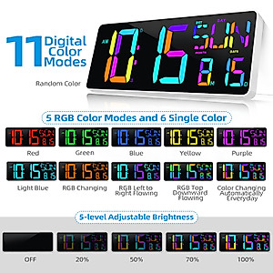 XINKORA Large Digital Wall Clock with Remote Control, Dual Alarm Clock with 13.7" Large LED Display, RGB Color Changing Big Digital Timer Clock with Temperature for Living Room, Classroom