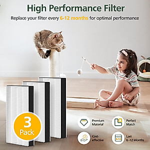 3 Pack F1 Filter Replacement Compatible with 3M Filtrete Room C01 T02 Air Purifier for Models FAP-C01-F1, FAP-T02-F1, FAP-C01BA-G1, FAP-T02WA-G1 and FAP-ST02N, F1 True HEPA Replacement Filter