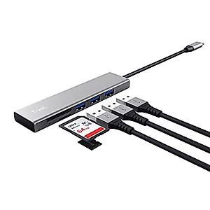 Trust 24191 Halyx Fast USB-C Hub and Card Reader, 3 Extra Ports, 5Gbps with USB 3.2 Gen 1, SD and Micro-SD Card Reader 104 MB/s, (Micro) SD, SDHC and SDXC up to 2 TB