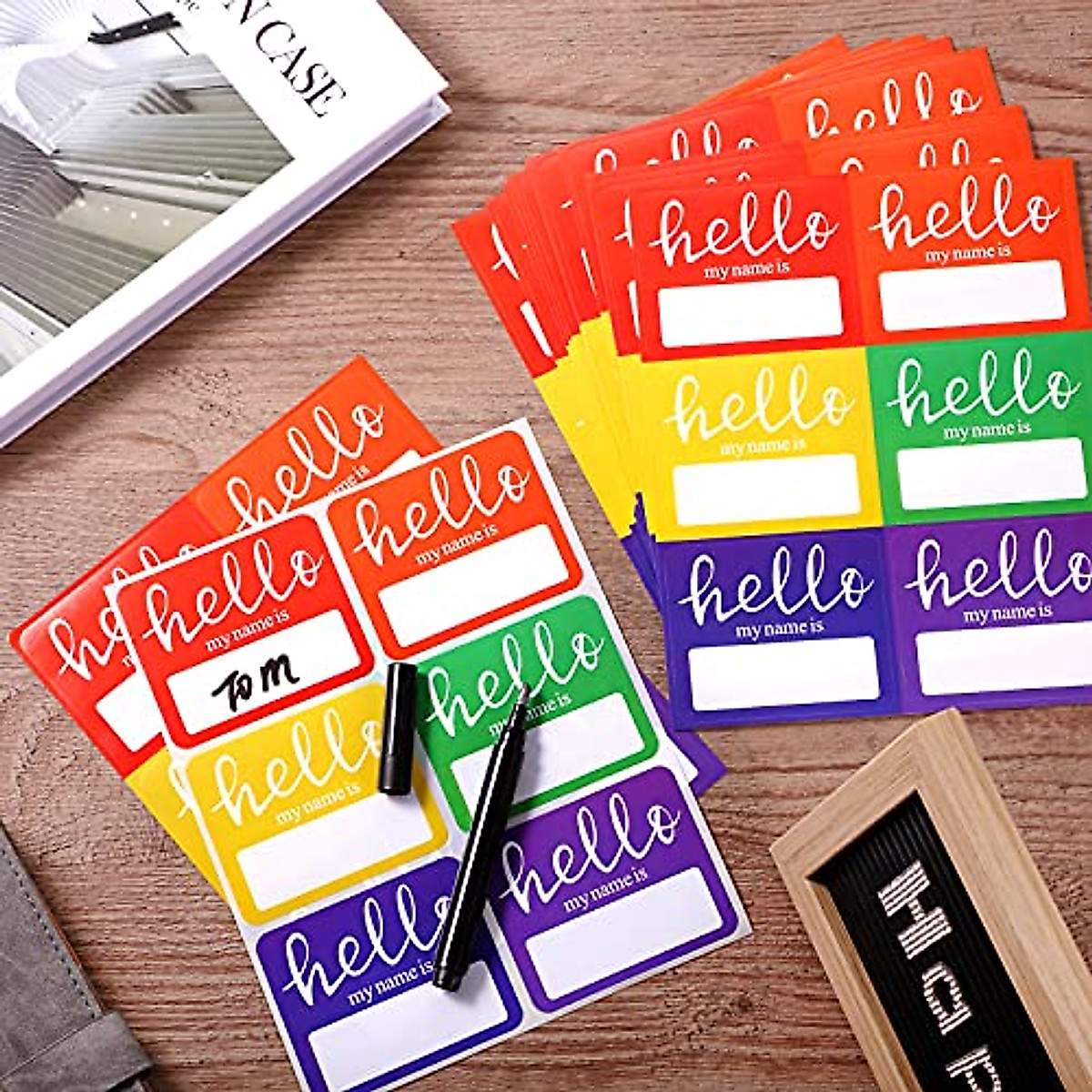 120 Name Tags with Marker for School, Office & Home Use