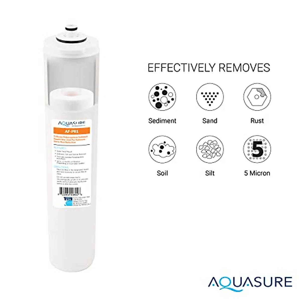 Aquasure Premier Series Complete 4-Stage Quick Twist Filter Replacement Cartridge Bundle Set AF-CP100 | Compatible with AS-PR100 Under Sink Reverse Osmosis RO Filtration System for Well Water