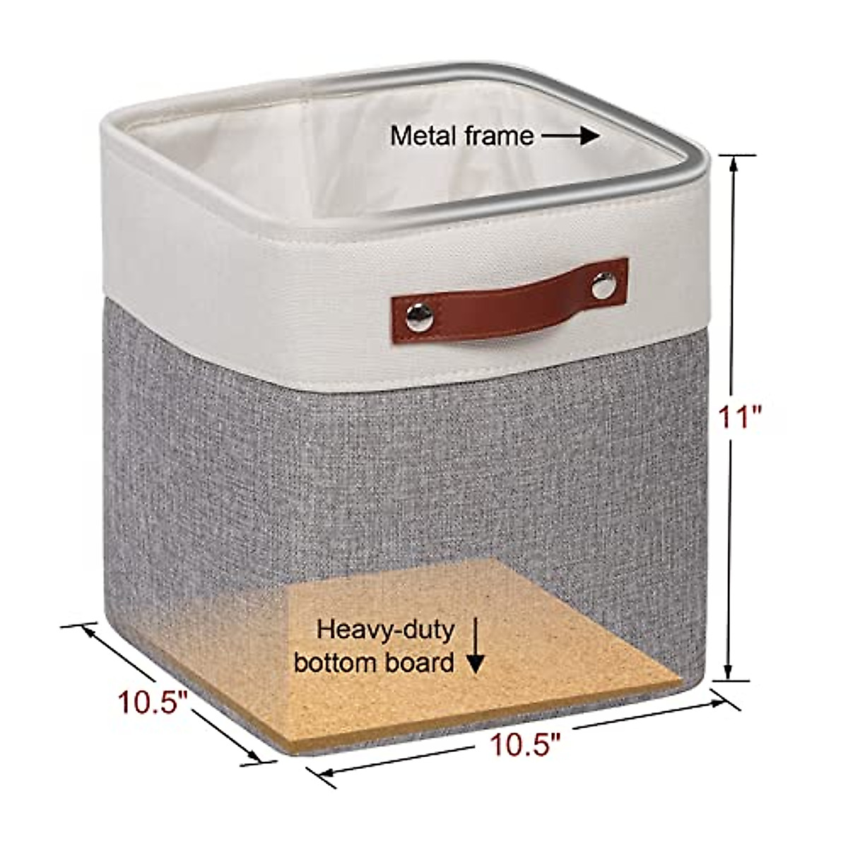 Kntiwiwo Fabric Storage Cubes 10.5”x10.5”x11” Cube Storage Bins for Closet Organizers and Storage Shelves Foldable Storage Bin with Handles, Set of 6, Grey