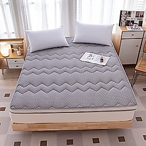 GYK Thicken Memory Foam Mattress Topper,Foldable Camping Road Trip Japanese Floor Futon,Tatami Mat Sleeping Pad,Knitted air Layer Cotton Fabric,Four-Sided Has Breathable Mesh,Cool Sleep