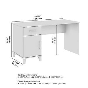 Bush Furniture Somerset 54W Office Desk with Drawer and Storage Cabinet in Ash Gray | Computer Table for Home Office Workspace