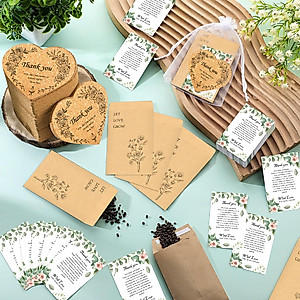 Muitcdo Wedding Party Favors for Guests Bulk 50, Bridal Shower Gifts with Thank You Gift Card Heart Cork Coasters Kraft Paper Packets Organza Bags, Wedding Welcome Bags Souvenirs Give Away Gift
