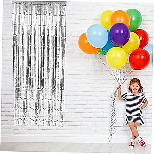 jojofuny 3pcs Rain Curtain Background Wall Gold Decorations Blue Streamers Silver Fringe Curtain Tassel Curtains Party Tassel Curtain Party Backdrops Backdrop for Birthday Party Thicken